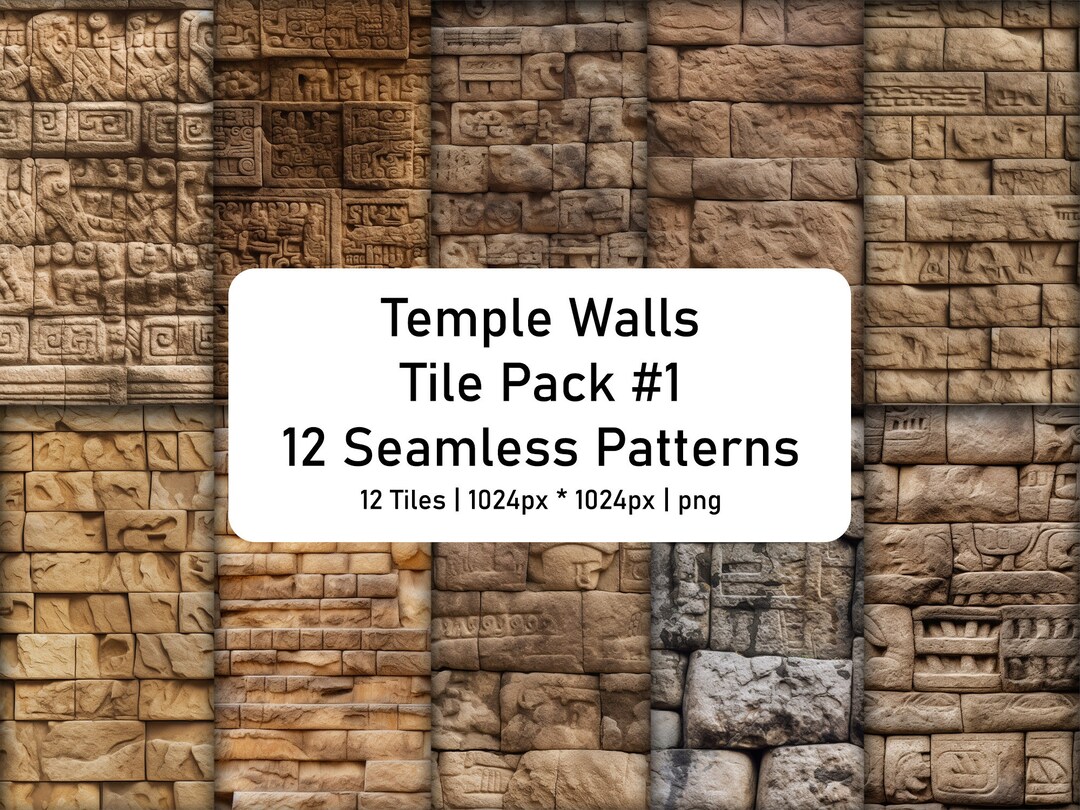 12 Temple Walls Texture Tile Pack, Seamless Square Patterns 1024px ...