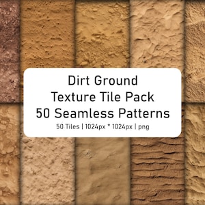 50 Dirt Ground Texture Tile Pack, Seamless Square Patterns 1024px, Instant Digital Download, PNG ...