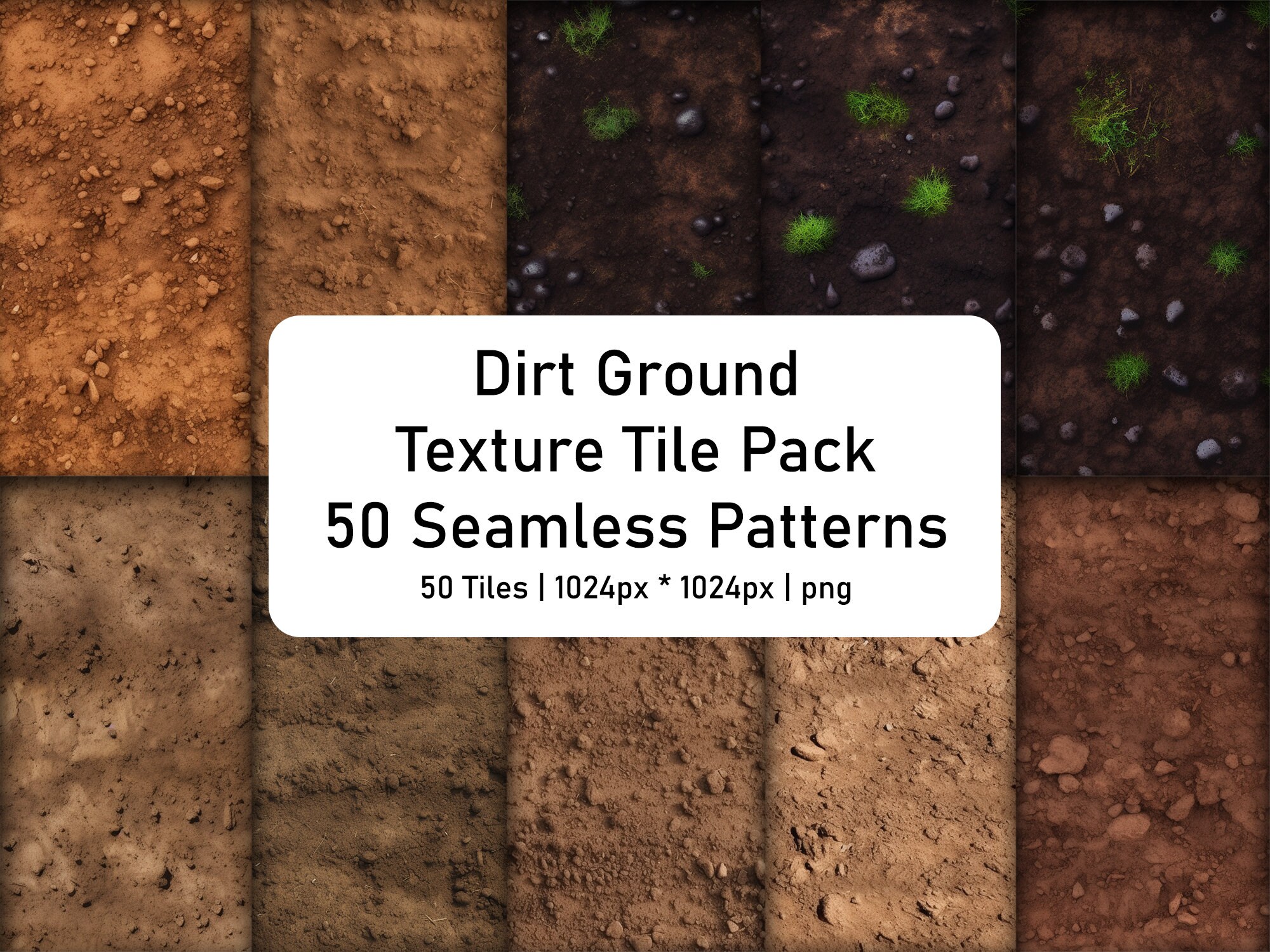 50 Dirt Ground Texture Tile Pack, Seamless Square Patterns 1024px ...