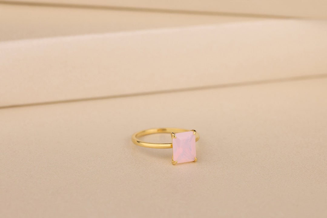 Pink Opal Ring, Rose Gold Gemstone, Silver Gold Ring, October ...