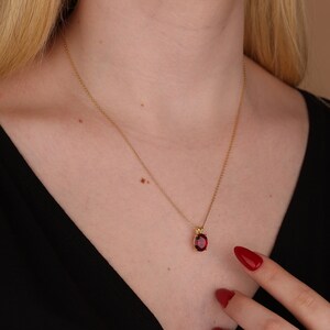 Oval Red Ruby Necklace in 14K 18K Gold, 925 Silver Delicate Gemstone ...