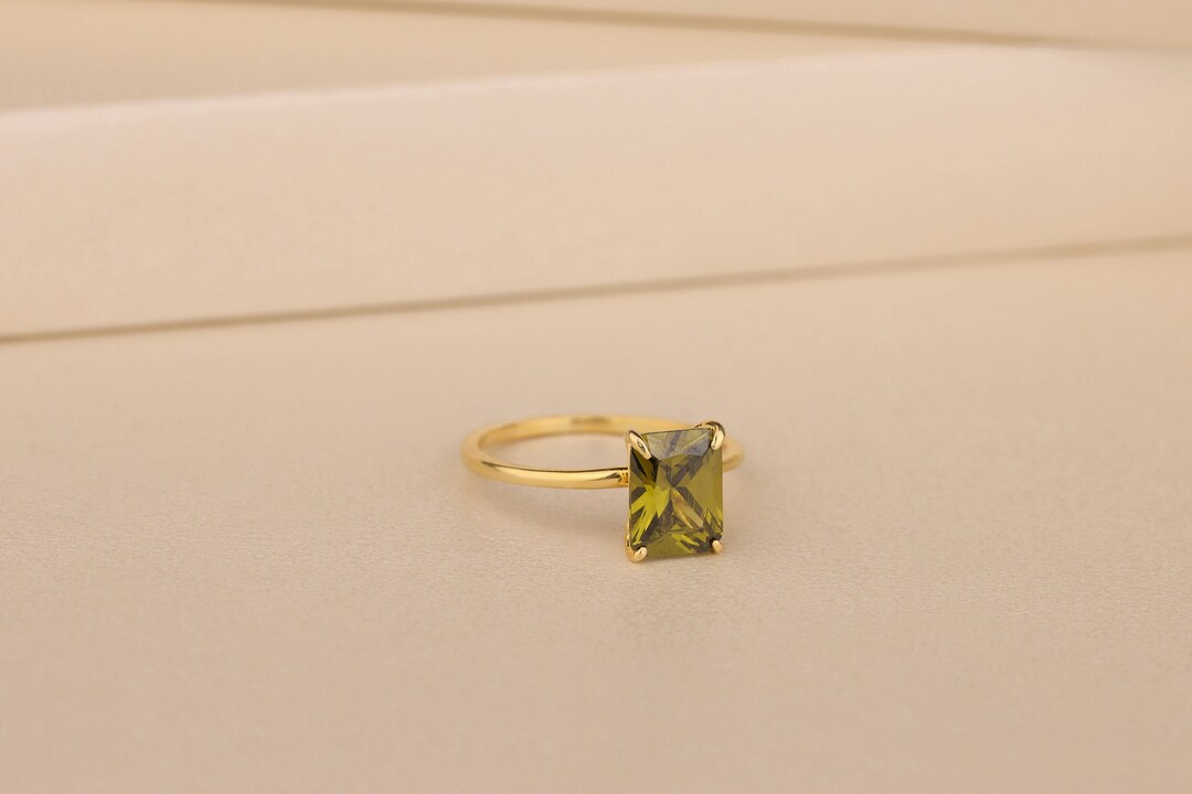 Modern Peridot Ring, Gold Silver Ring, Bridal Jewelry, August ...