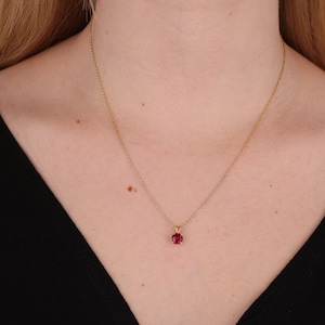 Ruby Necklace for Women in 14K Solid Gold, Silver Unique Gemstone ...