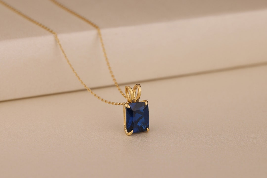 Elegant Sapphire Pendant, Necklace for Women, 10K 18K Gold, Delicate ...
