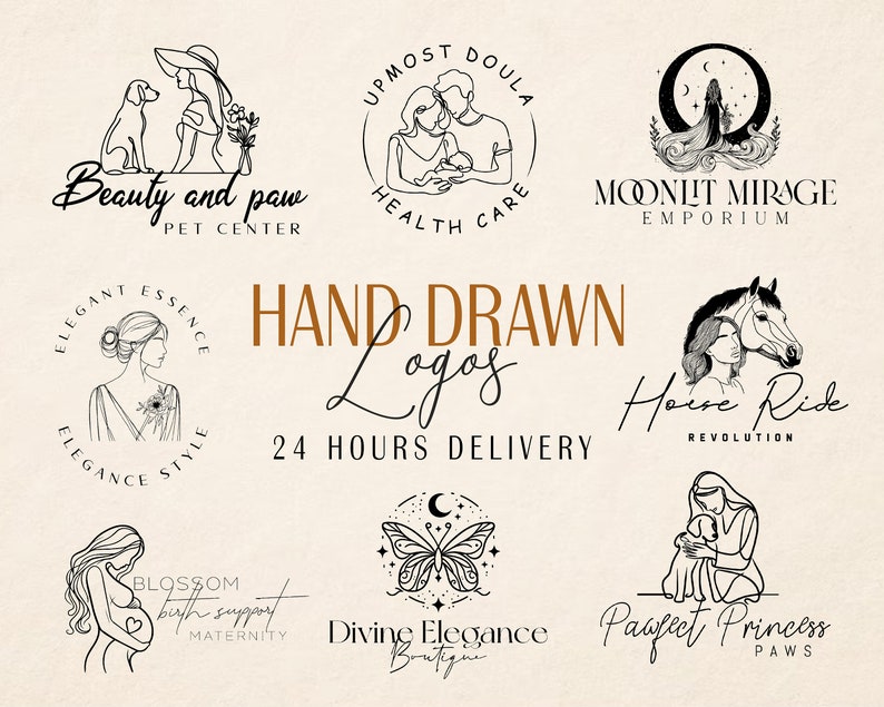 Custom Business Logo Design: Hand-drawn, Professional Branding Kit (24 ...