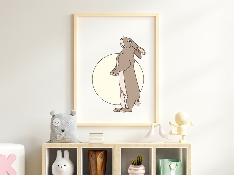 Bunny Rabbit Wall Decor Art Print Kid Room Playroom Nursery Instant ...