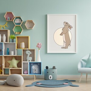 Bunny Rabbit Wall Decor Art Print Kid Room Playroom Nursery Instant ...