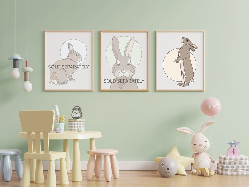 Bunny Rabbit Wall Decor Art Print Kid Room Playroom Nursery Instant ...