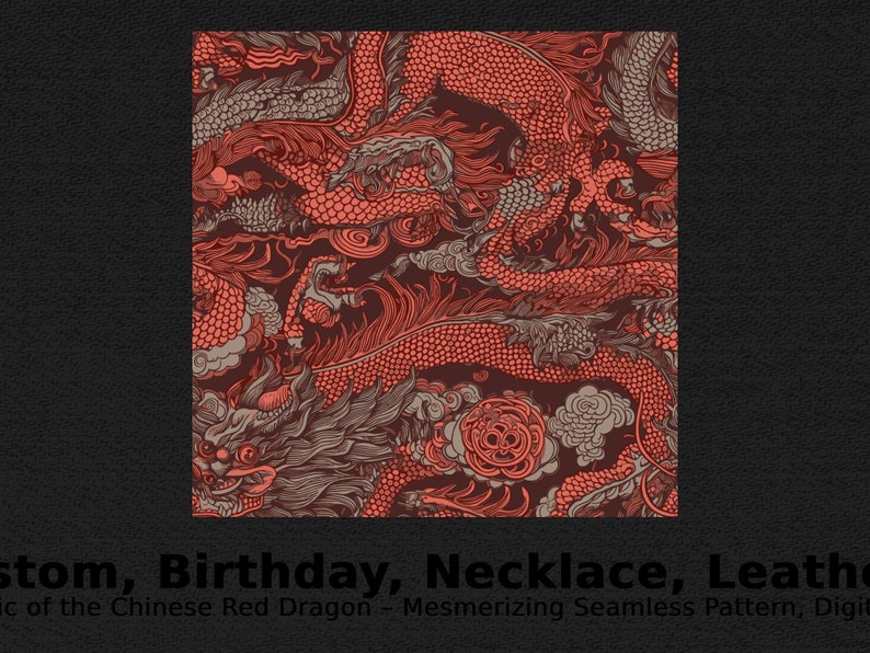 Seamless Red and Black Dragon Digital Paper for Chinese Mythical ...