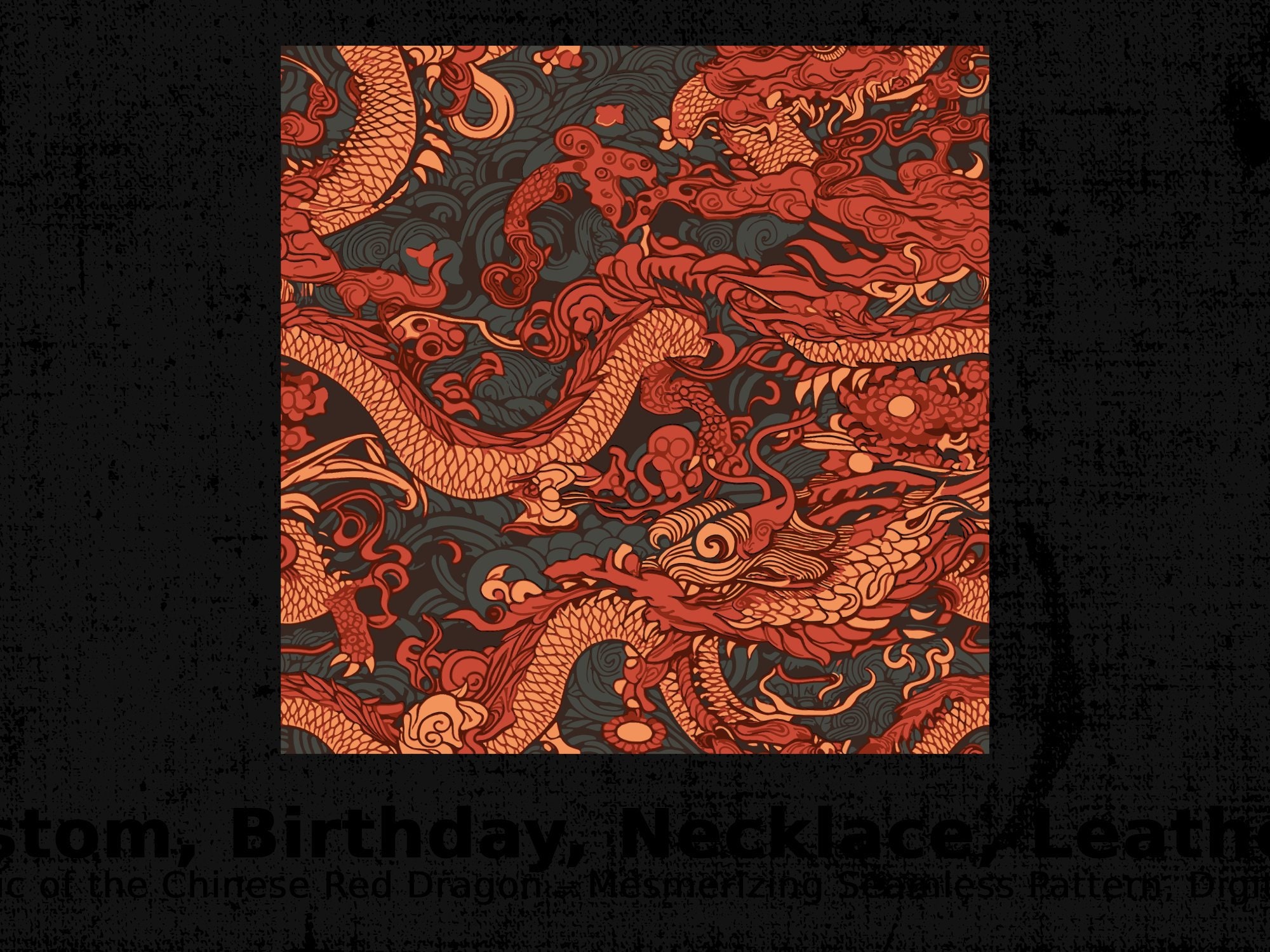 Chinese Red Dragon Seamless Pattern, Digital Wallpaper Download, Asian ...