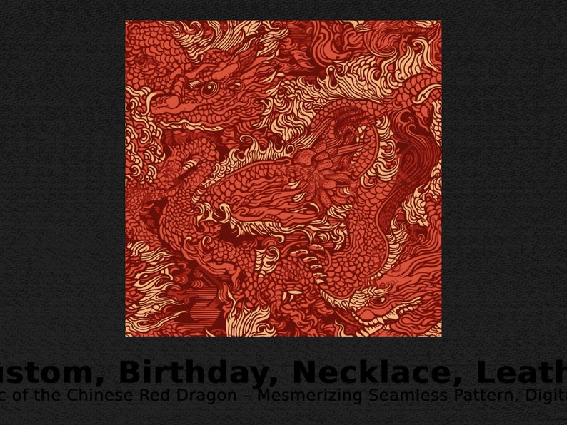 Chinese Red Dragon Digital Wallpaper, Seamless Pattern Design, Oriental ...