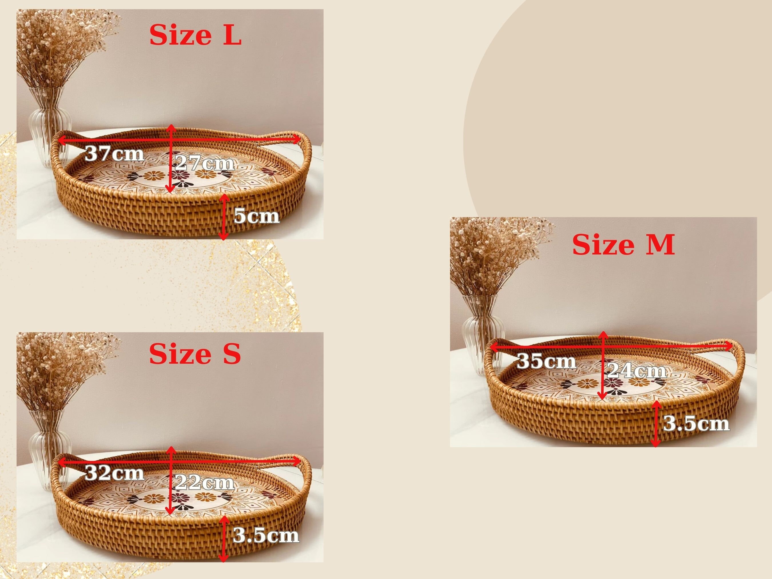 Oval Tray With Double Handle, Rattan Tray, Breakfast Severing Tray ...