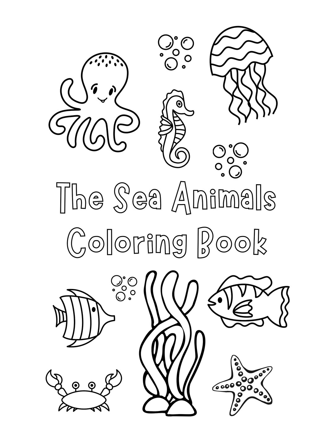 The Sea Animals Coloring Book - Etsy