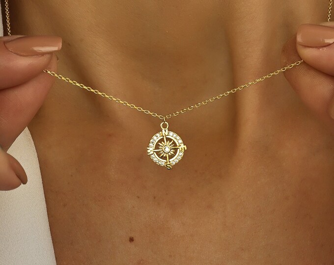 Tiny Sterling Silver Working Compass Necklace, Real Compass Jewelry ...