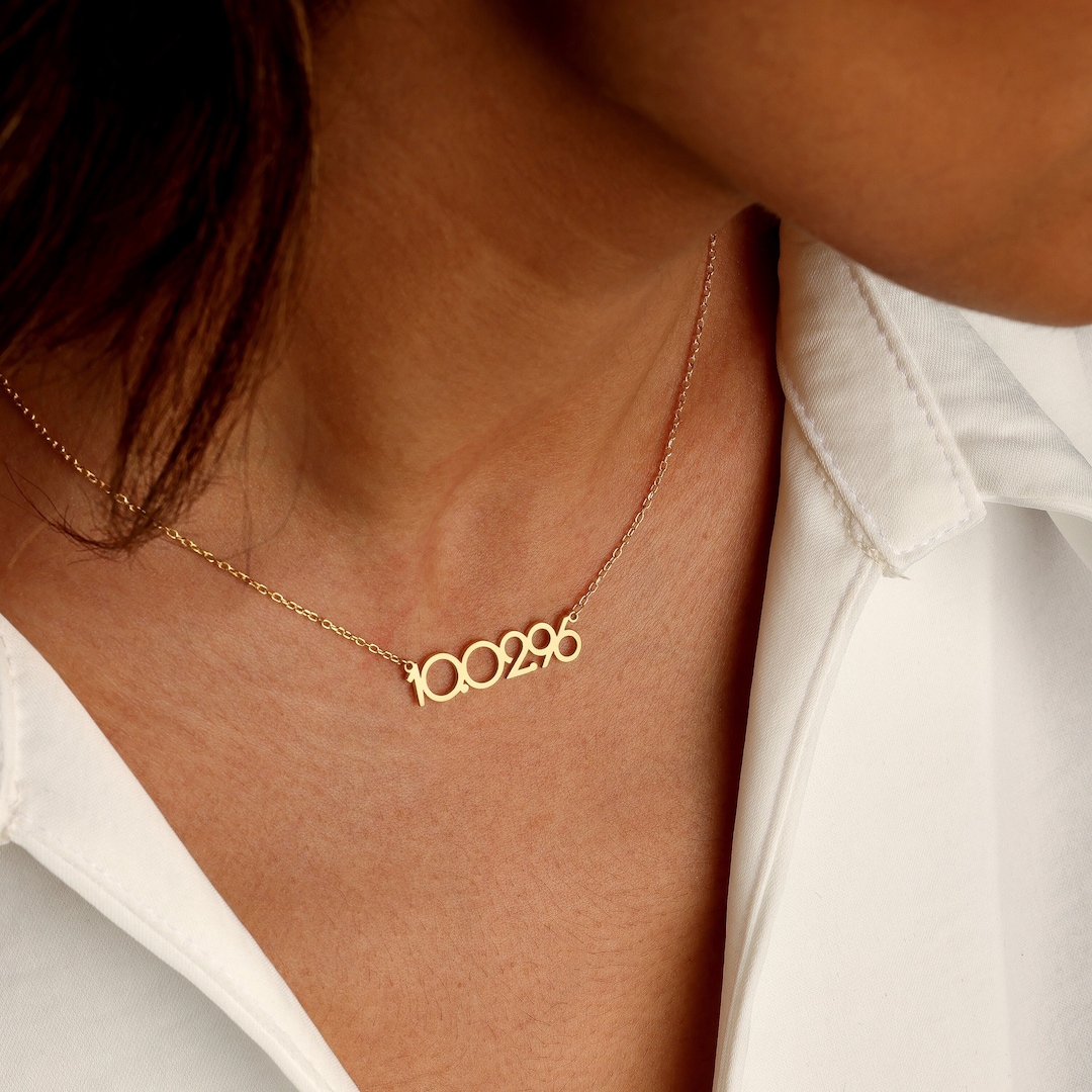 Custom Date Necklace, Special Date Necklace, Dainty Number Pendant ...