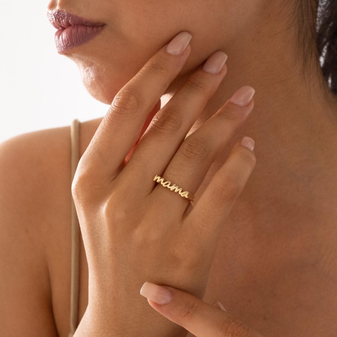 Dainty Mama Ring, 18K Gold Mama Ring, Ring for Mom, Jewelry for Mothers ...