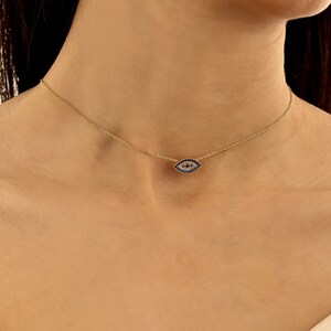 Pave Diamond Evil Eye Necklace, Evil Eye Jewelry, 18K Gold Evil Eye Necklace, Third Eye ...