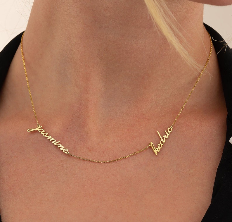 Personalized Double Name Necklace Custom Two Name Necklace - Etsy