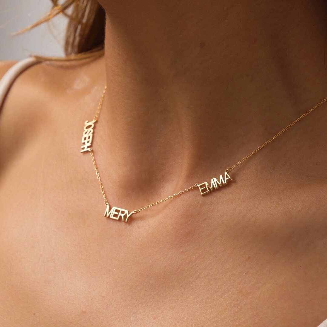 THREE NAME NECKLACE • Triple Name Necklace • Children Names Necklace ...