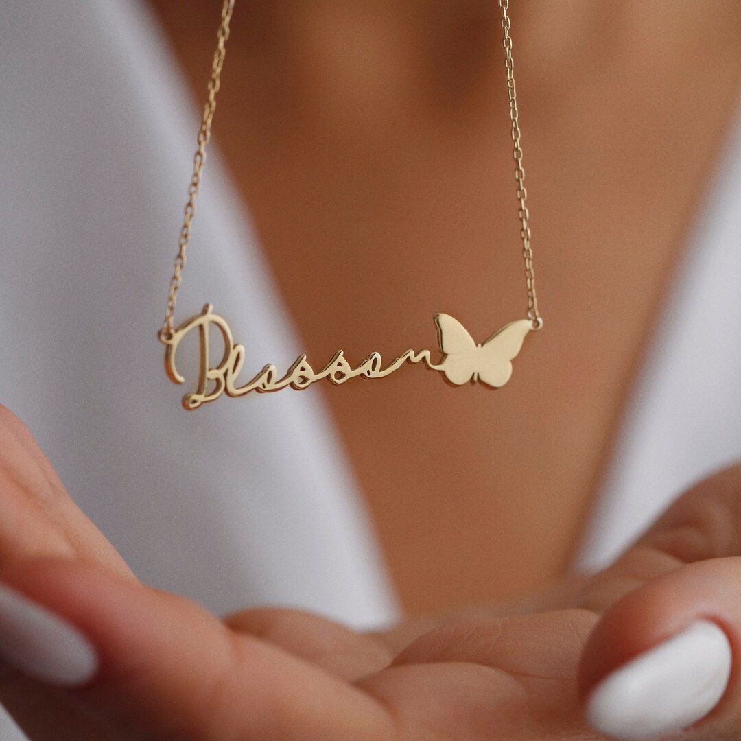 Personalized Butterfly Necklace, Name Necklace With Butterfly, Mother's ...
