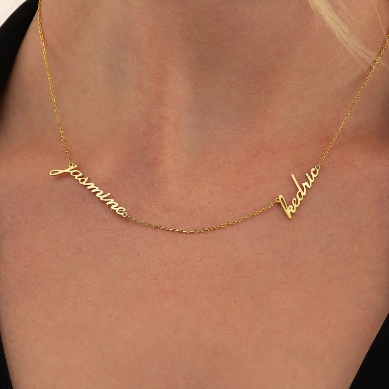 Personalized Double Name Necklace Custom Two Name Necklace - Etsy