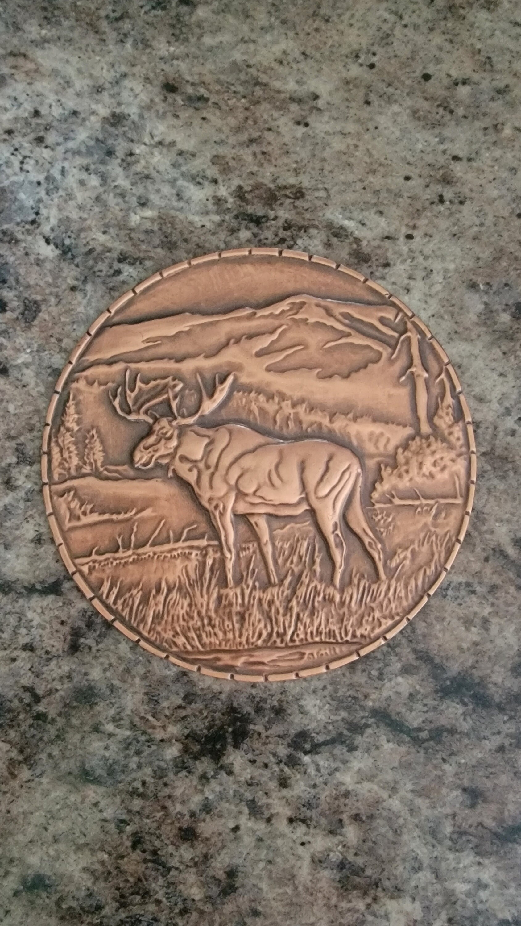 Vintage Copper Embossed Moose Wall Hanging Plaque Albert Gilles Art ...