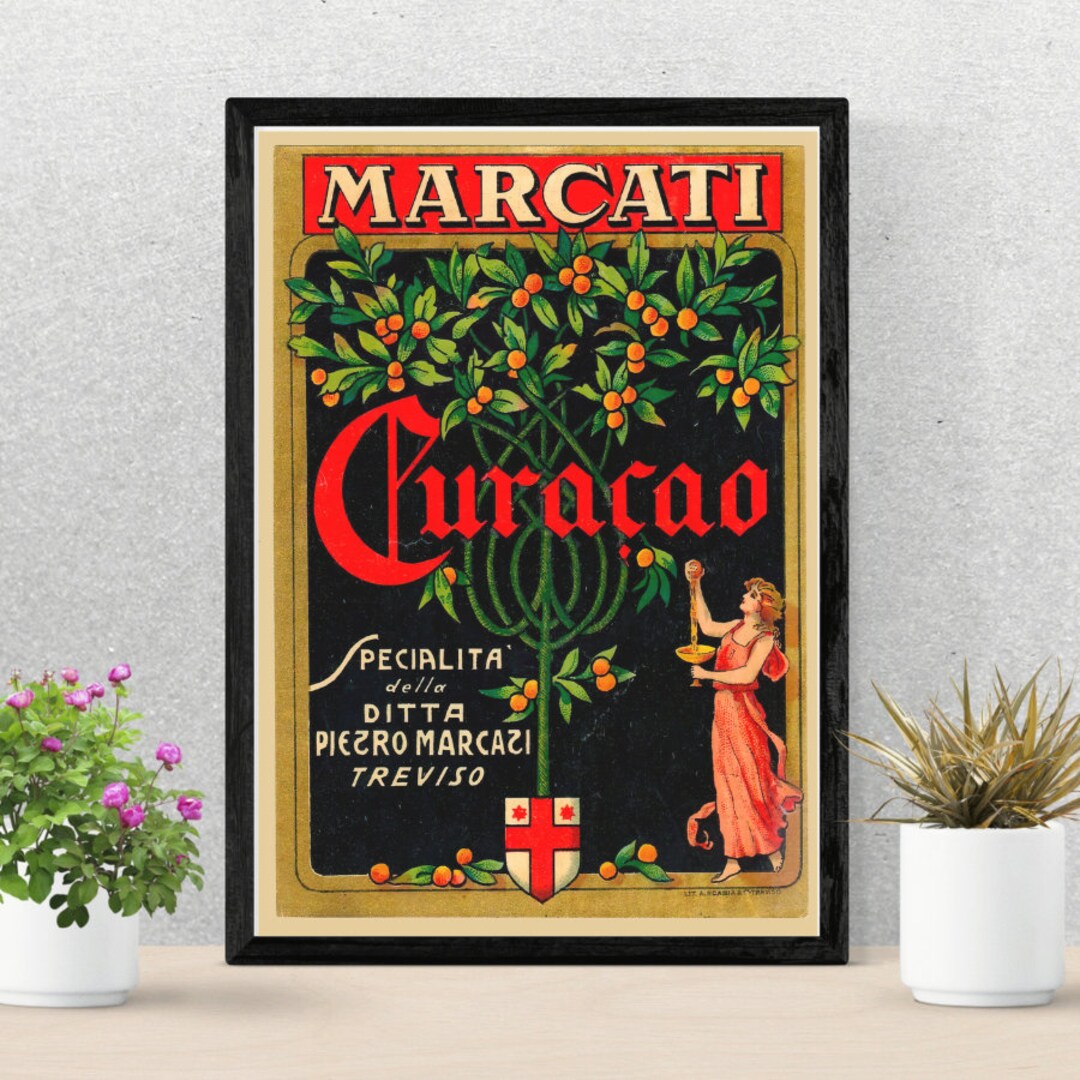 Vintage Italian Curacao Liqueur Marcati Poster - Digital Download ...