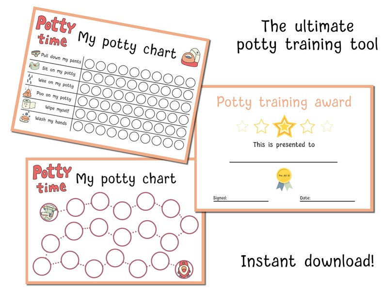 Printable Potty Training Star Chart and Certificate Bundle - Etsy