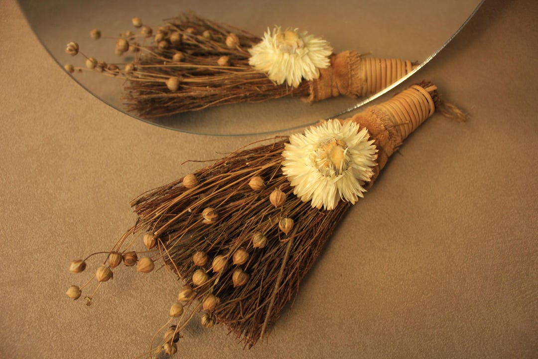 Beige Besom Broom - Handmade, Cinnamon Besom, Altar Witch Broom, Ritual ...