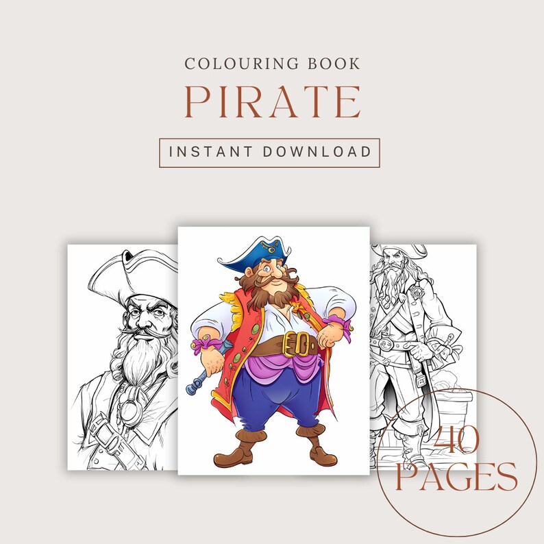 40 Pirate Colouring Pages Colouring Book Educational Art Activity for ...
