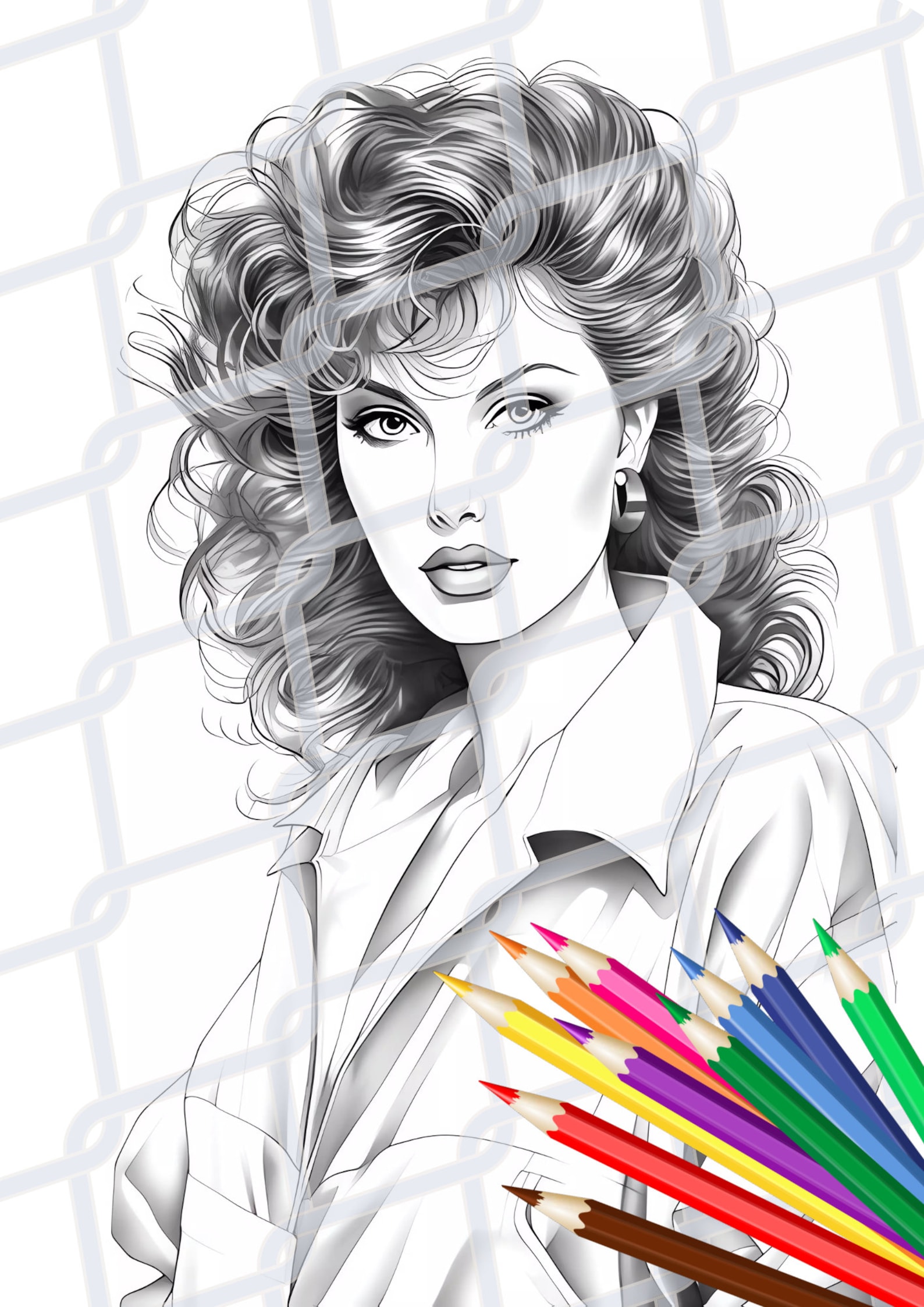 40 Women of the 80s Coloring Book for Her Grayscale Colouring Pages for ...