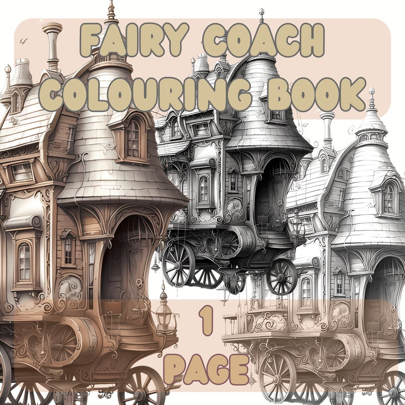 1 Fairy Coach Colouring Page Colouring Sheet Grayscale - Etsy