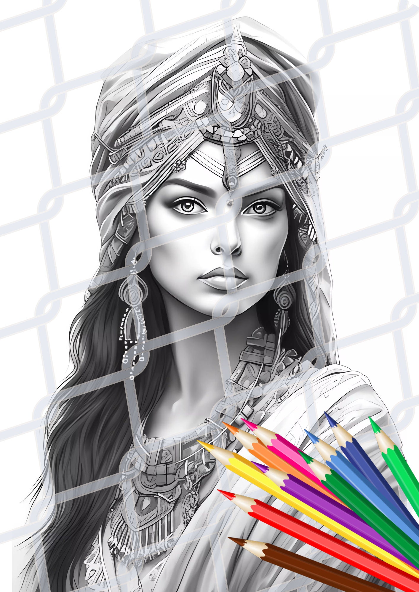 25 Women of Ancient Persia Coloring Book for Her Grayscale Colouring ...