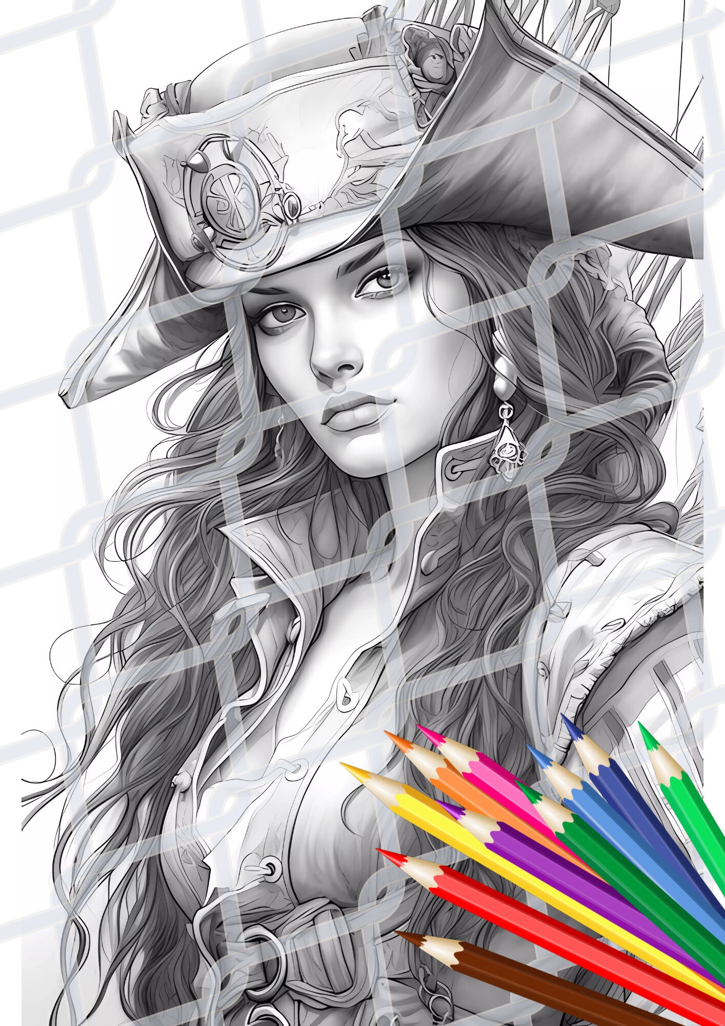 25 Women of the Caribbean Sea Coloring Book Grayscale - Etsy