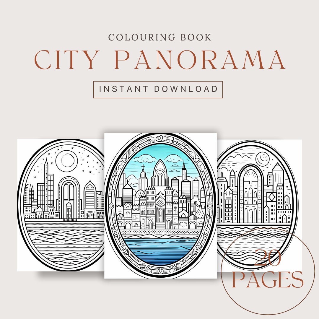 20 City Panorama Colouring Pages Boho Colouring Book Art Activity for ...