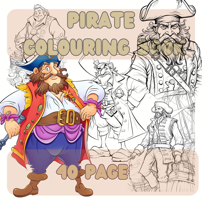 40 Pirate Colouring Pages Colouring Book Educational Art Activity for ...