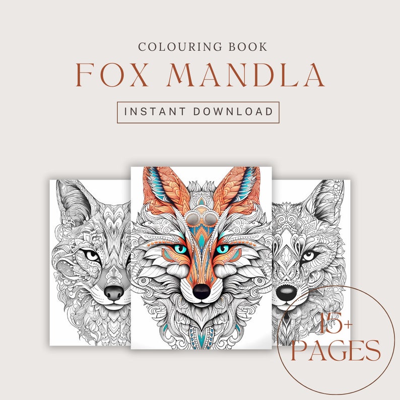 16 Fox Mandala Colouring Pages Colour Book Relaxation Activity for Kids ...