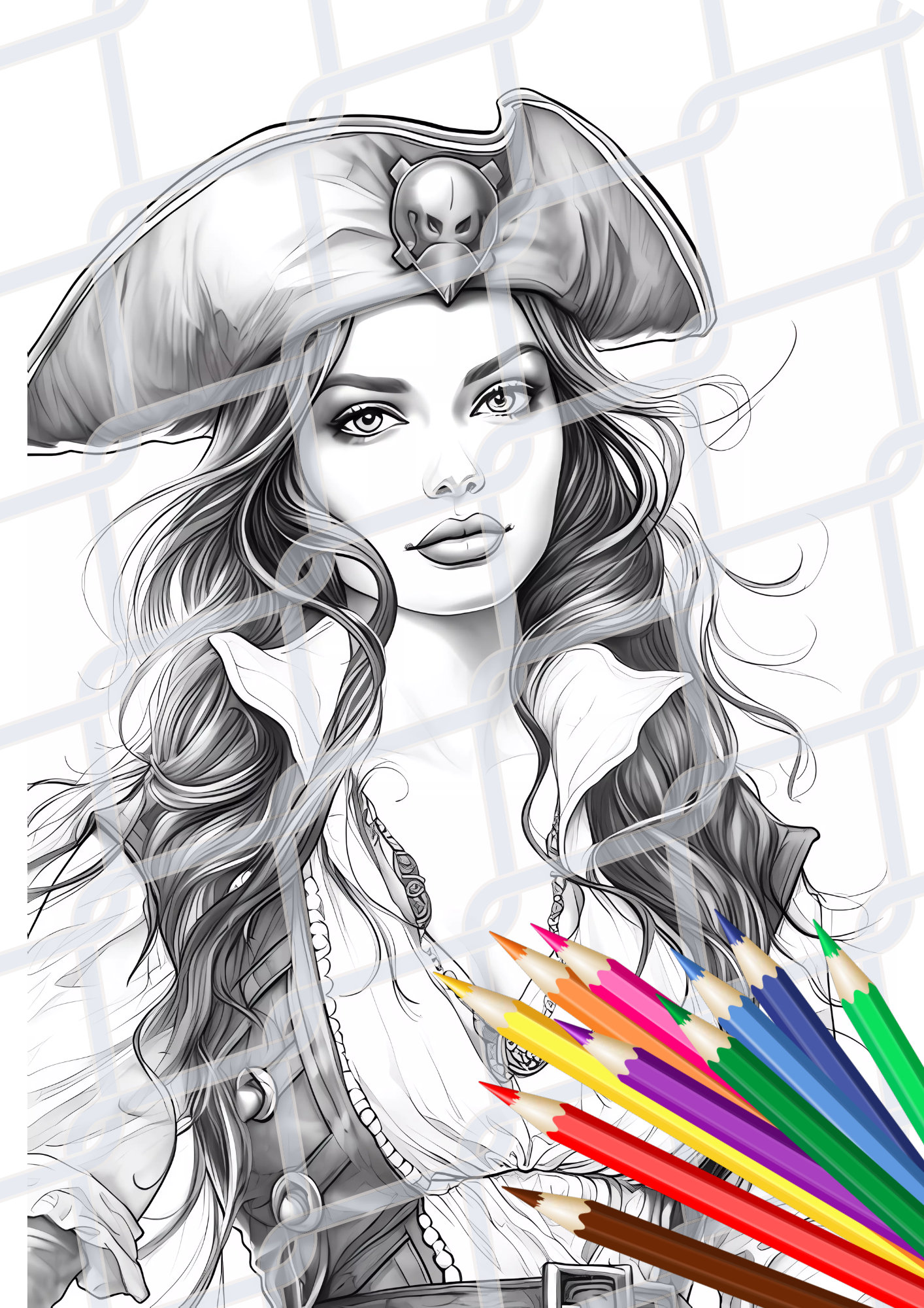 25 Women of the Caribbean Sea Coloring Book Grayscale - Etsy