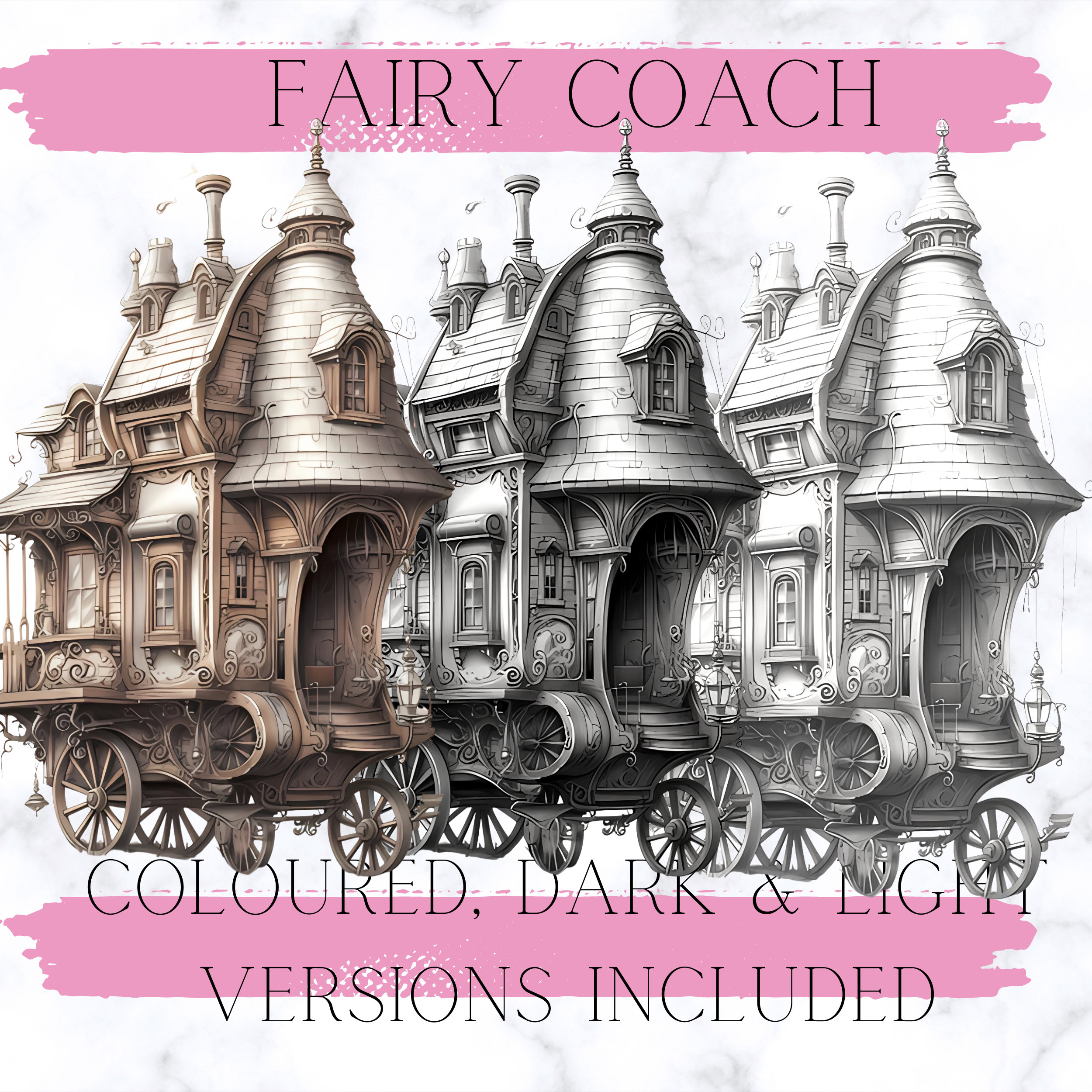 1 Fairy Coach Colouring Page | Colouring Sheet | Grayscale Colouring ...
