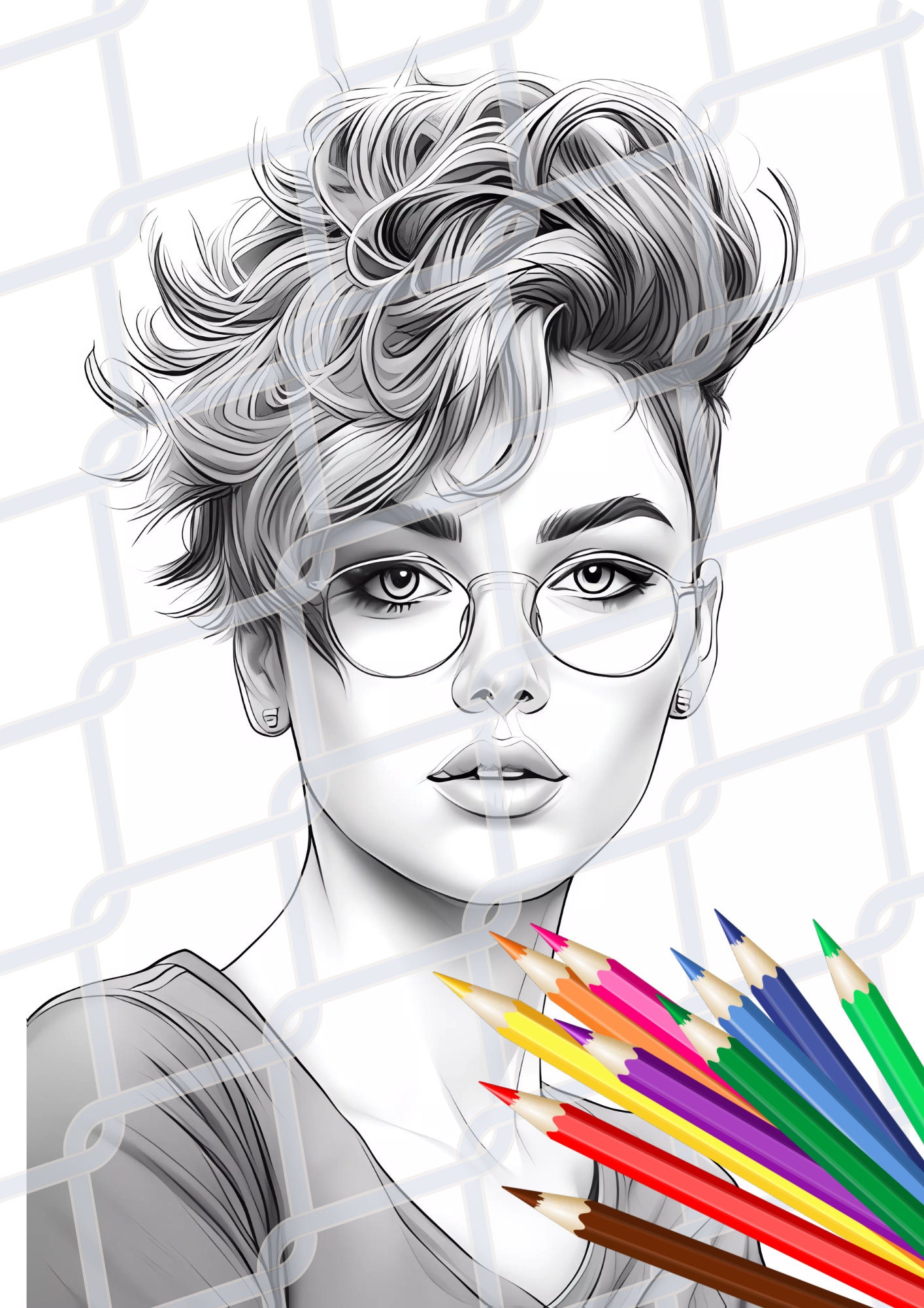25 Women Short Hairstyles Coloring Book for Her Grayscale - Etsy
