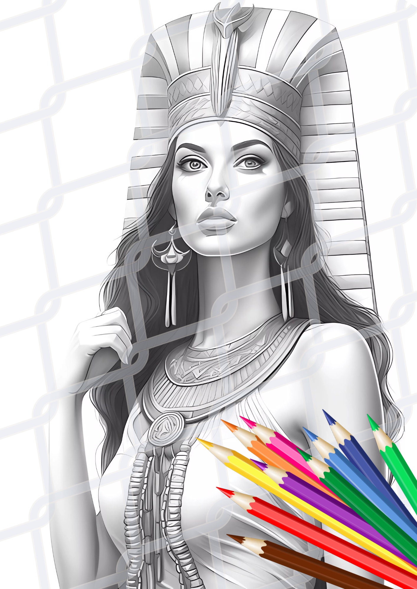 25 Women of Ancient Egypt | Coloring Book for Her | Digital Grayscale ...