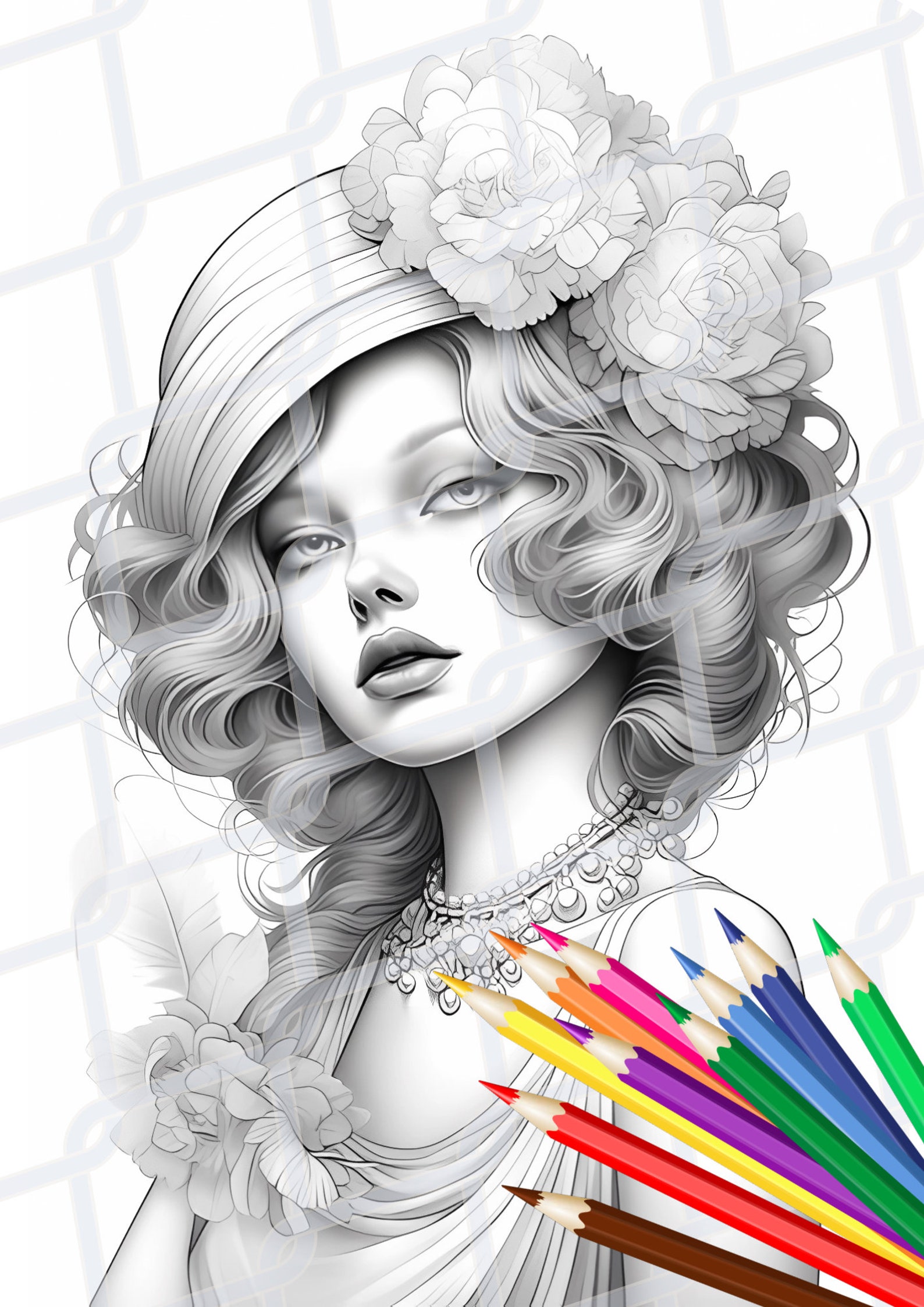30 Women of the 20's | Coloring Book for Her | Grayscale Colouring ...