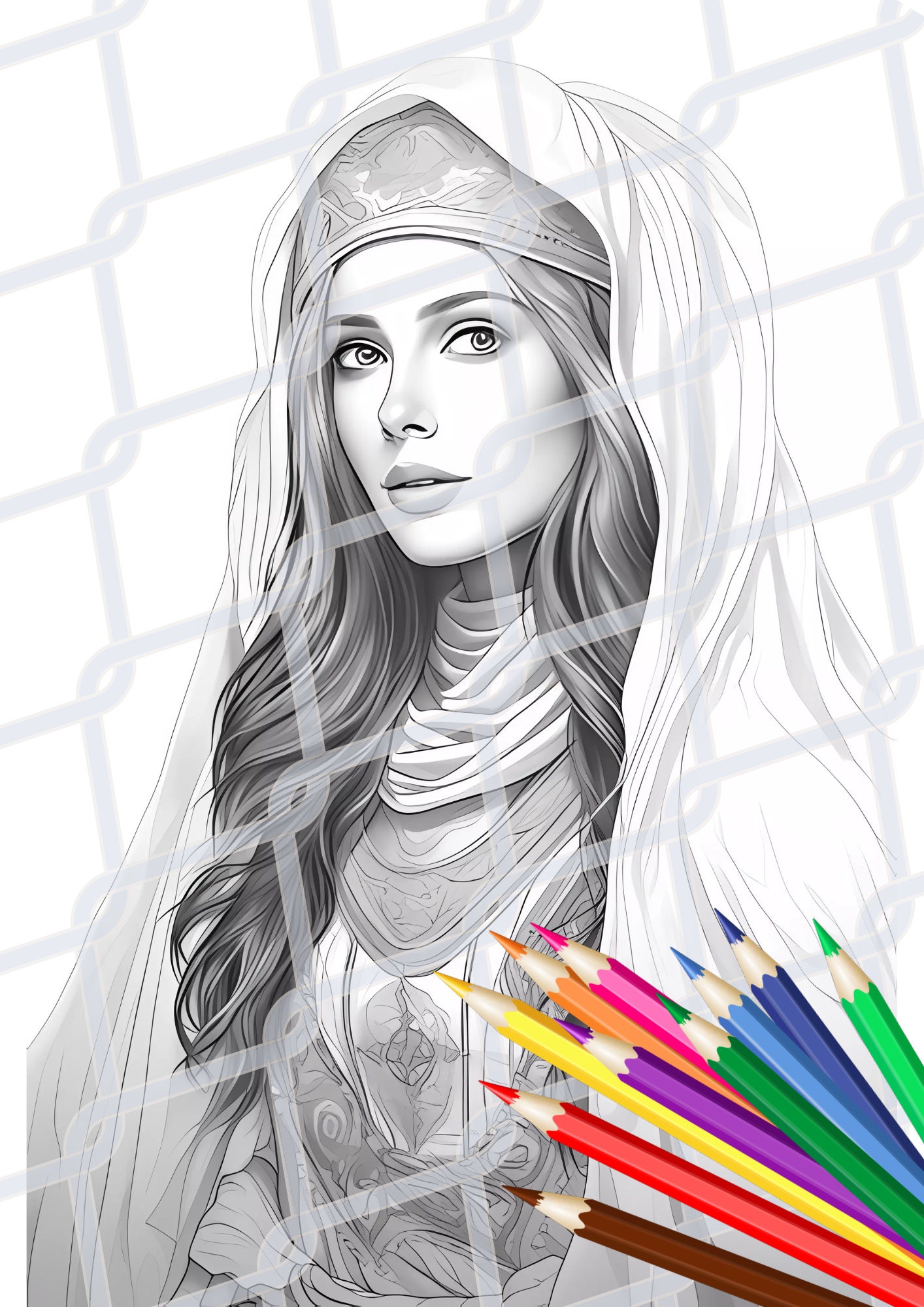 25 Women of Ancient Persia Coloring Book for Her Grayscale Colouring ...