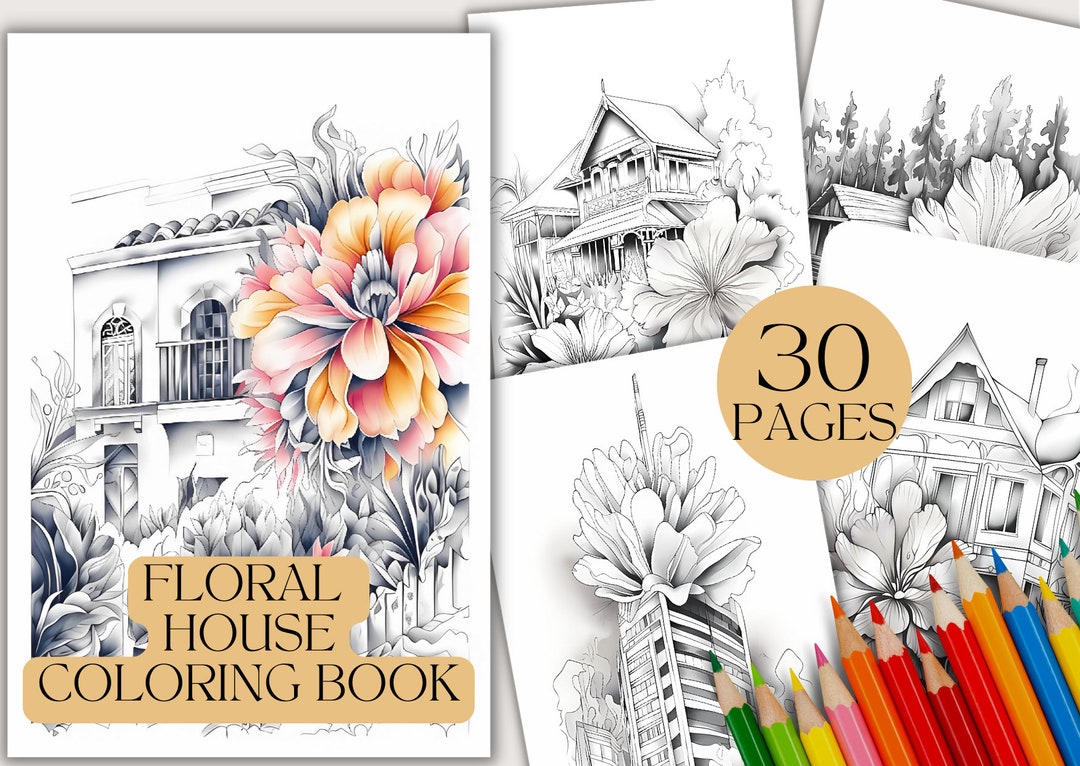 30 Floral Houses Colouring Pages | Colour Book | Amazing Art Activity ...