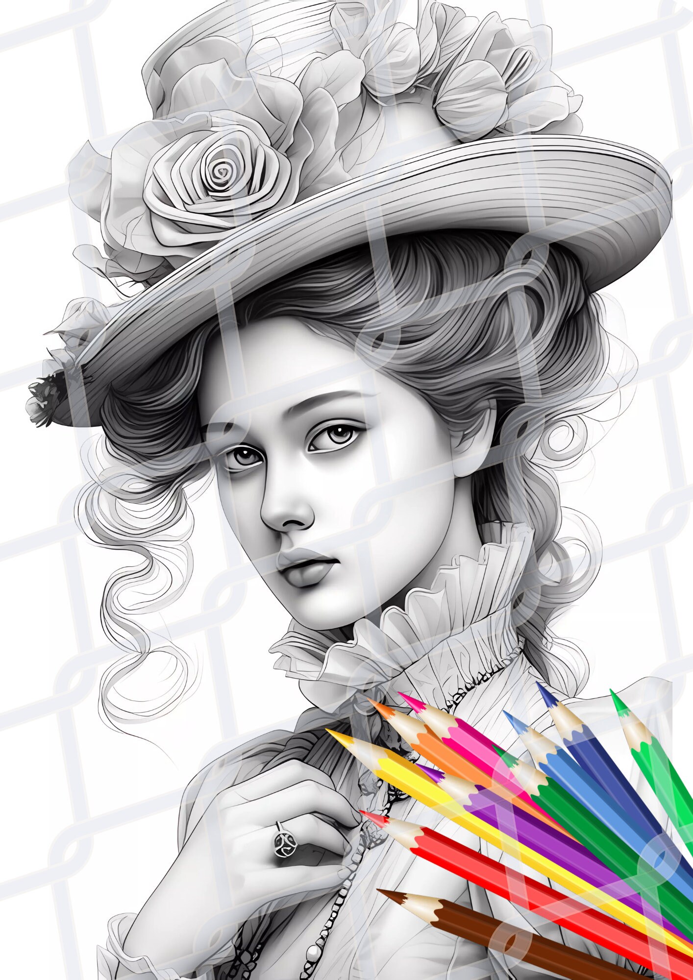 25 Women of the Victorian Era, Coloring Book, Grayscale Colouring Pages ...