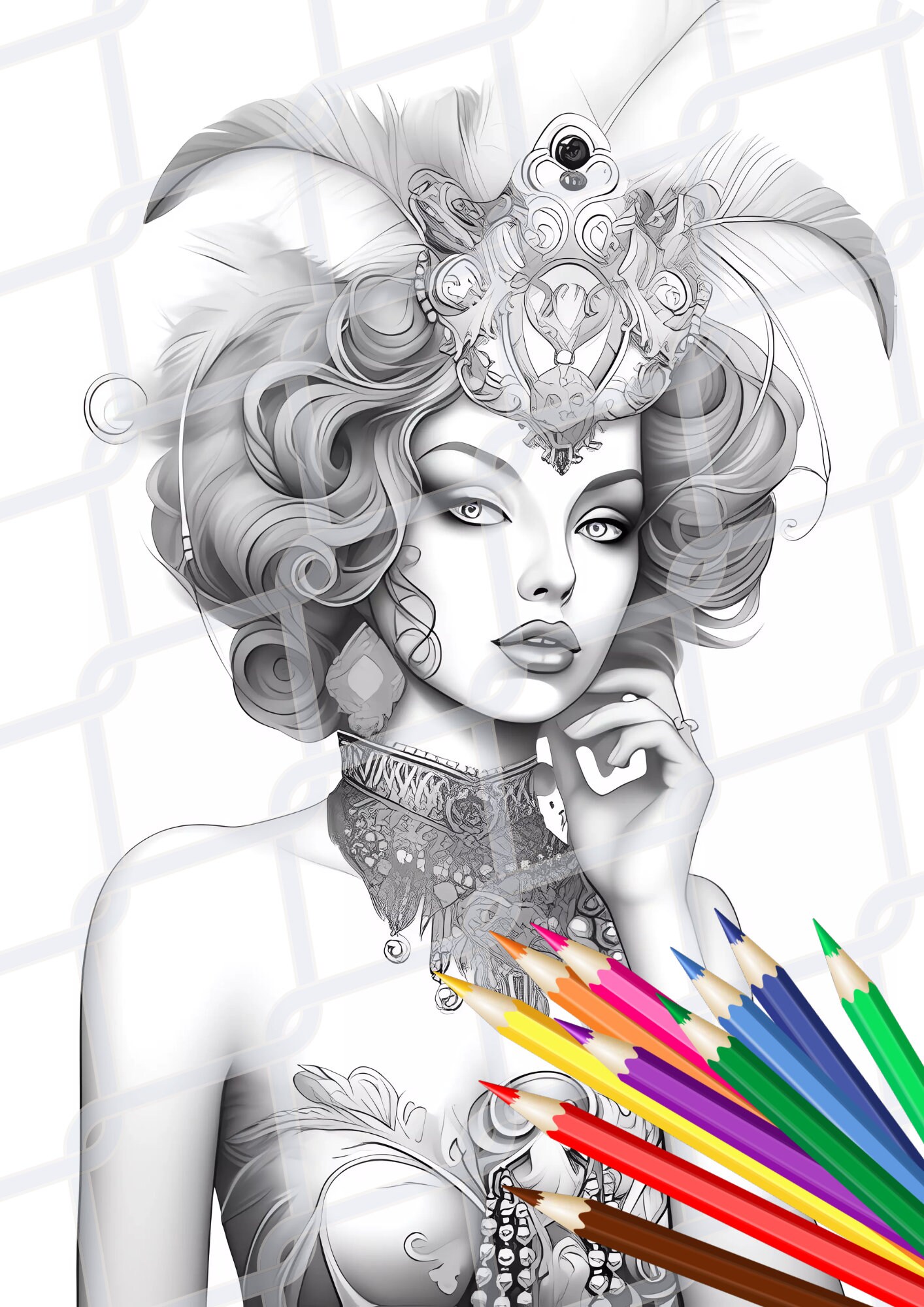25 Women of Cabaret Digital Coloring Book Grayscale - Etsy