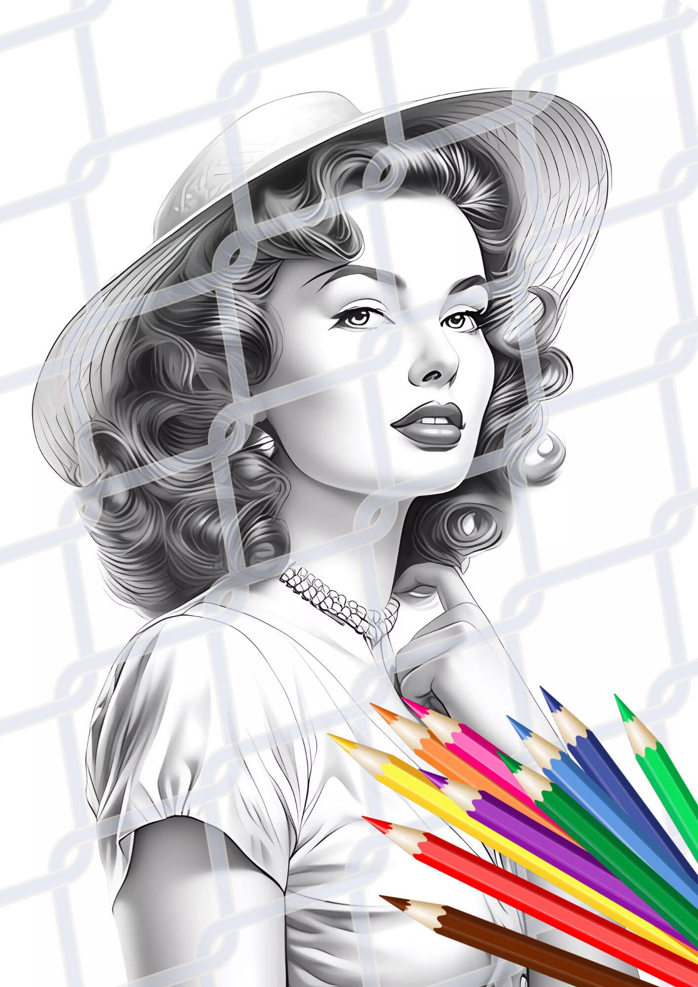 25 Women of the 50s Coloring Book for Her Grayscale Colouring Pages for ...