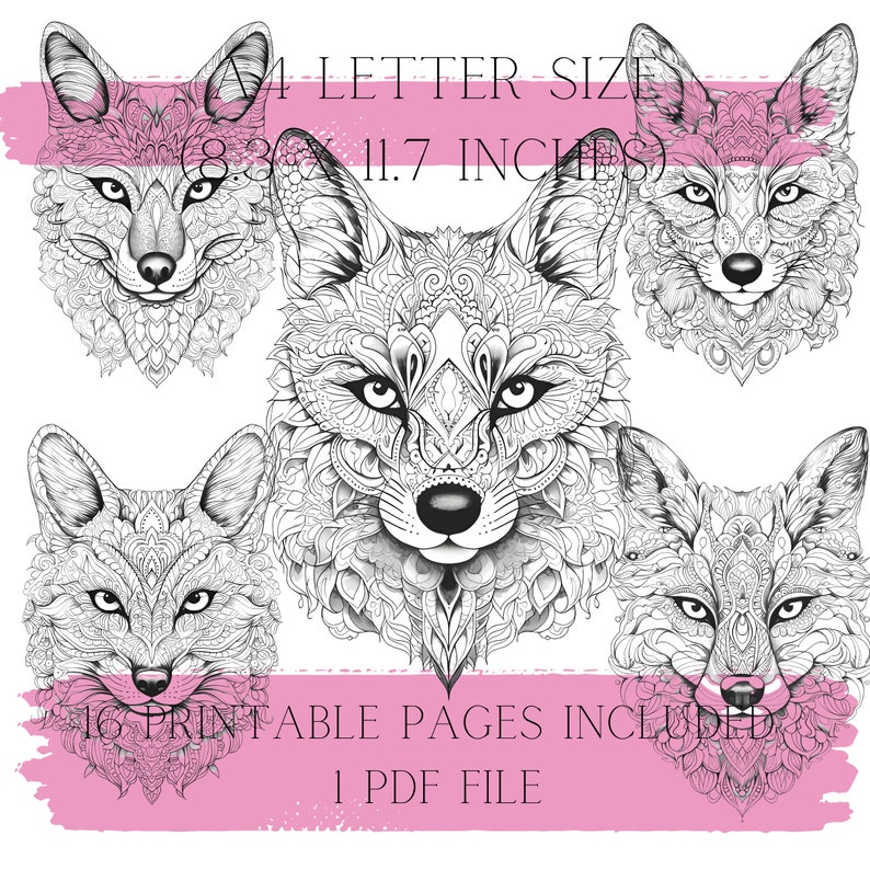 16 Fox Mandala Colouring Pages Colour Book Relaxation Activity for Kids ...