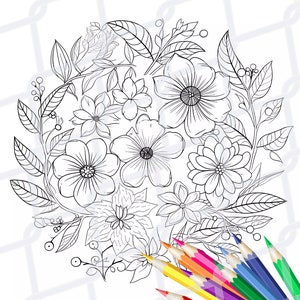 50 Wildflowers Coloring Pages Coloring Book Coloring Activity for ...