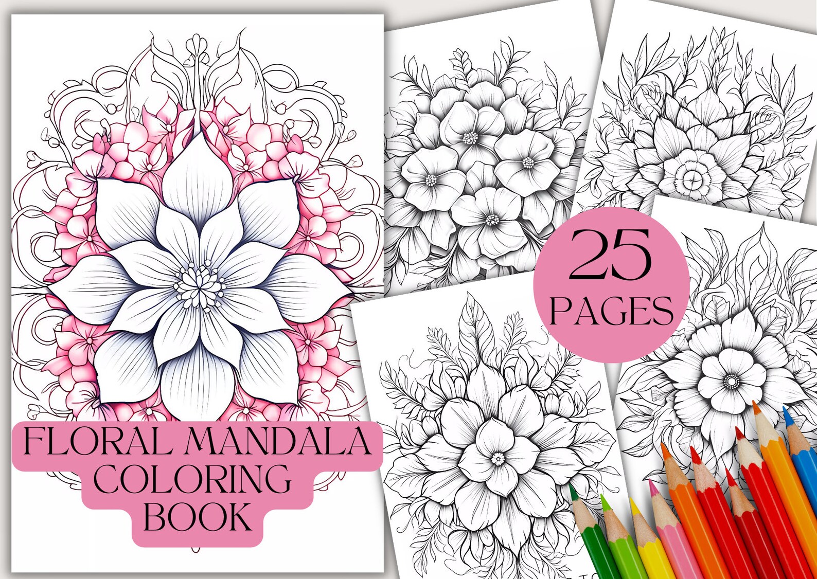 25 Floral Mandala Colouring Book V2 | Colouring Pages | Art Activity ...